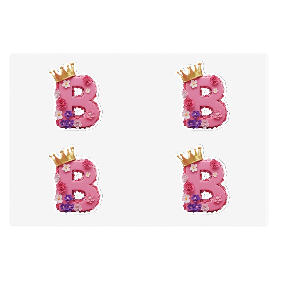 Letter B Sticker Sheet: Crowned Floral Initial Stickers - Etsy