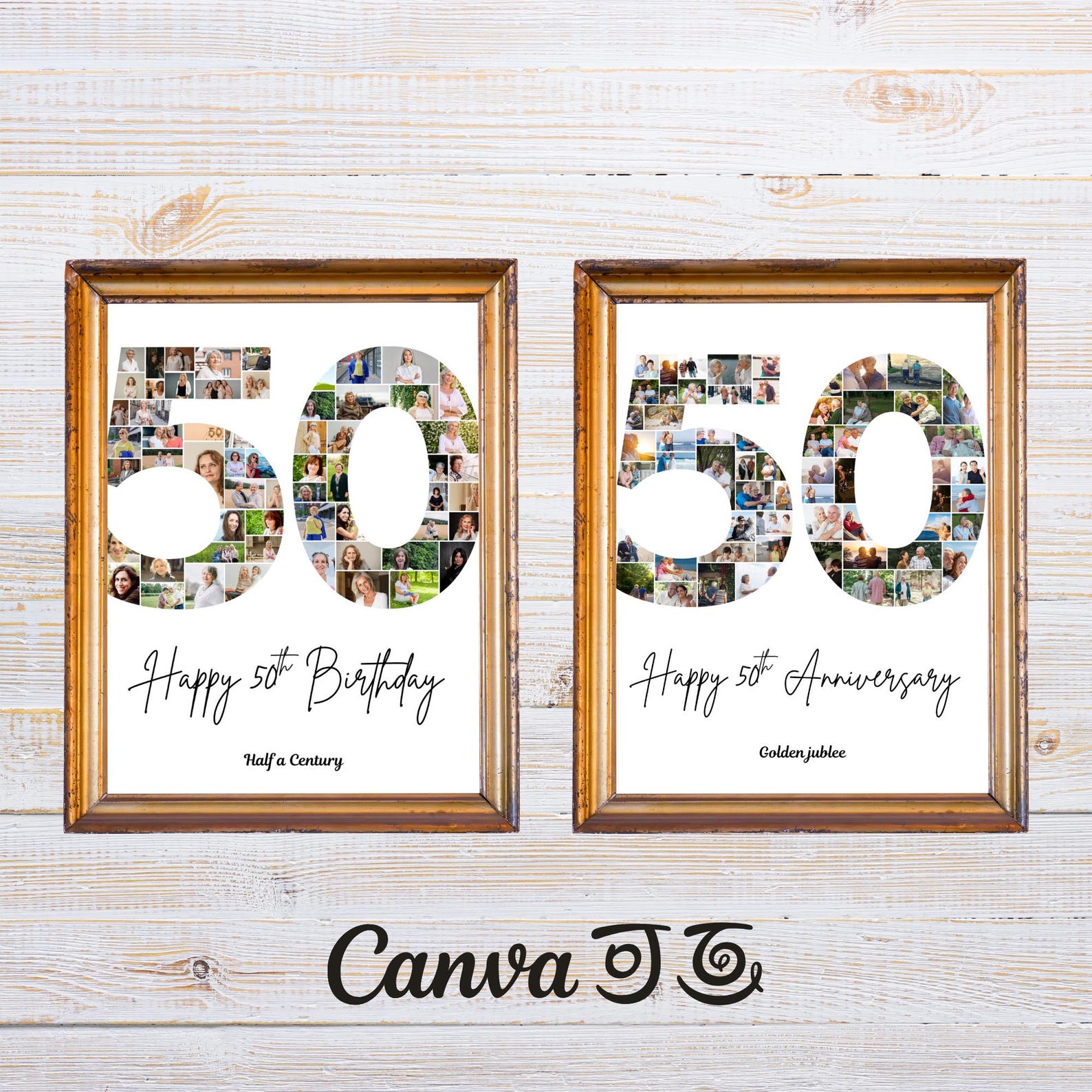 Editable 50th Photo Collage, 50th Birthday Gift OR 50th Anniversary ...