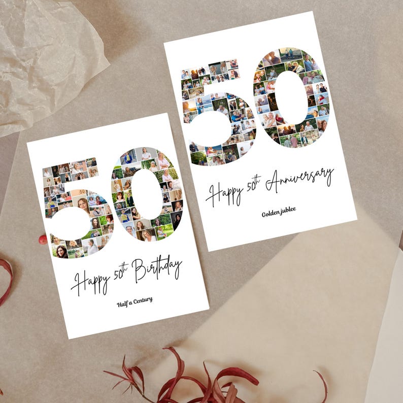 Editable 50th Photo Collage, 50th Birthday Gift OR 50th Anniversary ...
