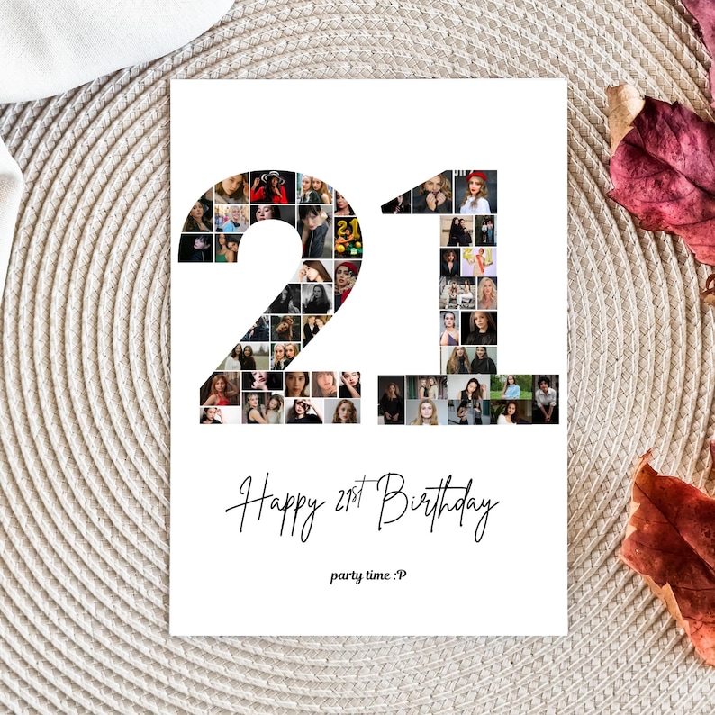 21st Birthday Photo Collage, 21st Birthday Gift, Birthday Number 21st ...