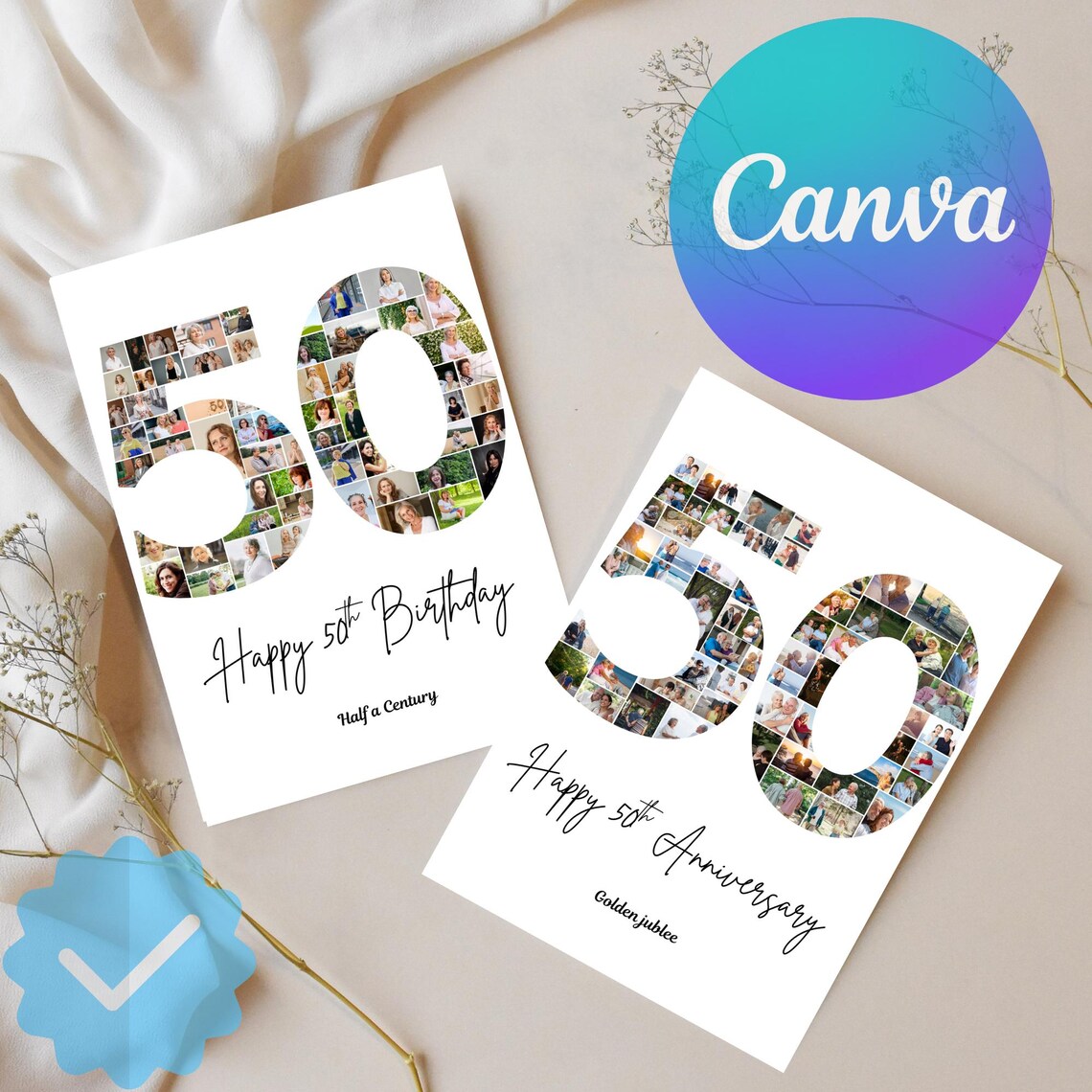 Editable 50th Photo Collage, 50th Birthday Gift OR 50th Anniversary ...