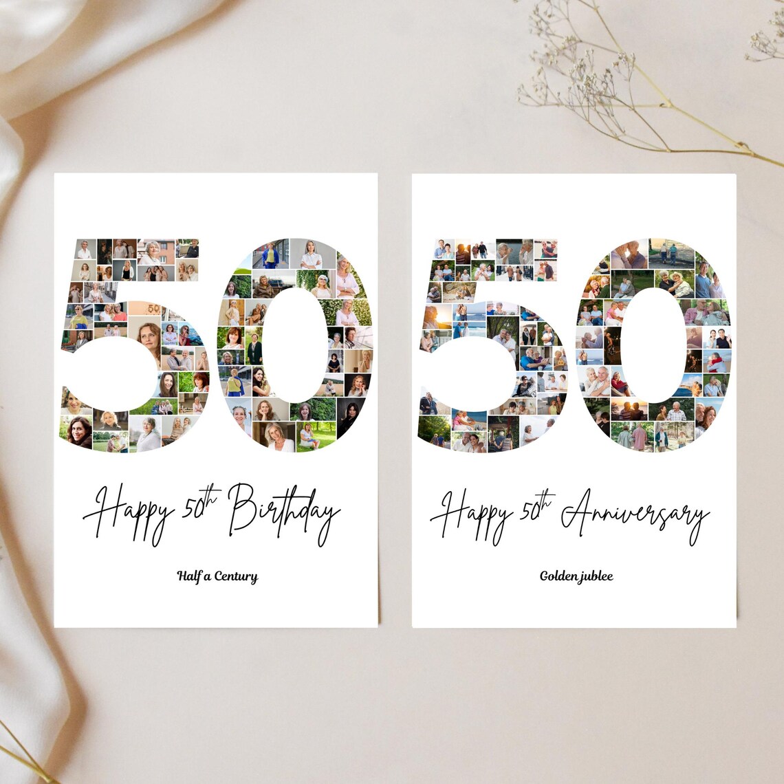 Editable 50th Photo Collage, 50th Birthday Gift OR 50th Anniversary ...