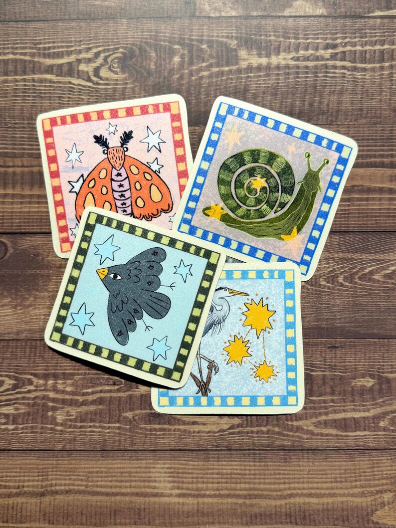 Cosmic Critter Sticker Pack: Celestial Nature Art, Waterproof Vinyl - Etsy