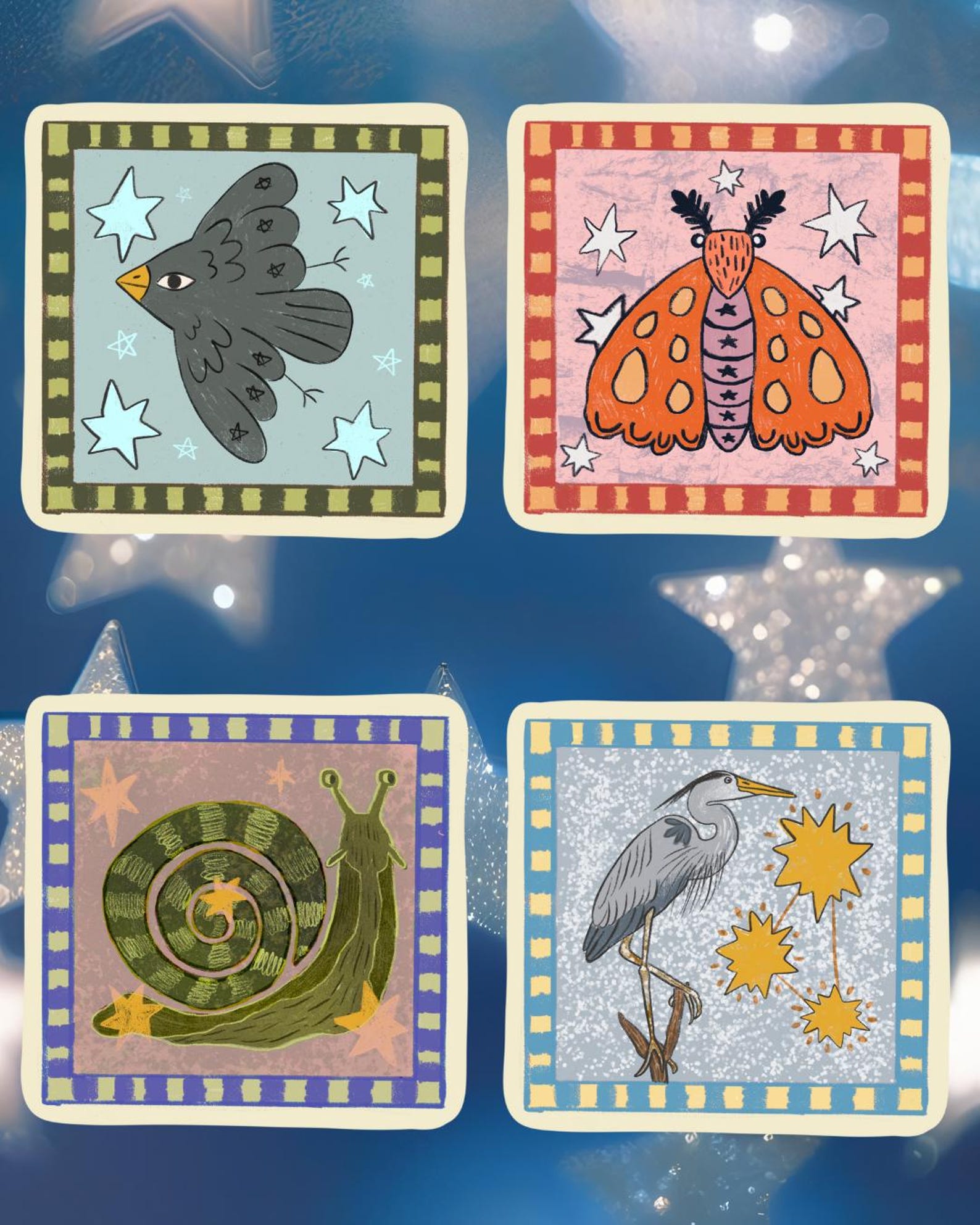 Cosmic Critter Sticker Pack: Celestial Nature Art, Waterproof Vinyl - Etsy