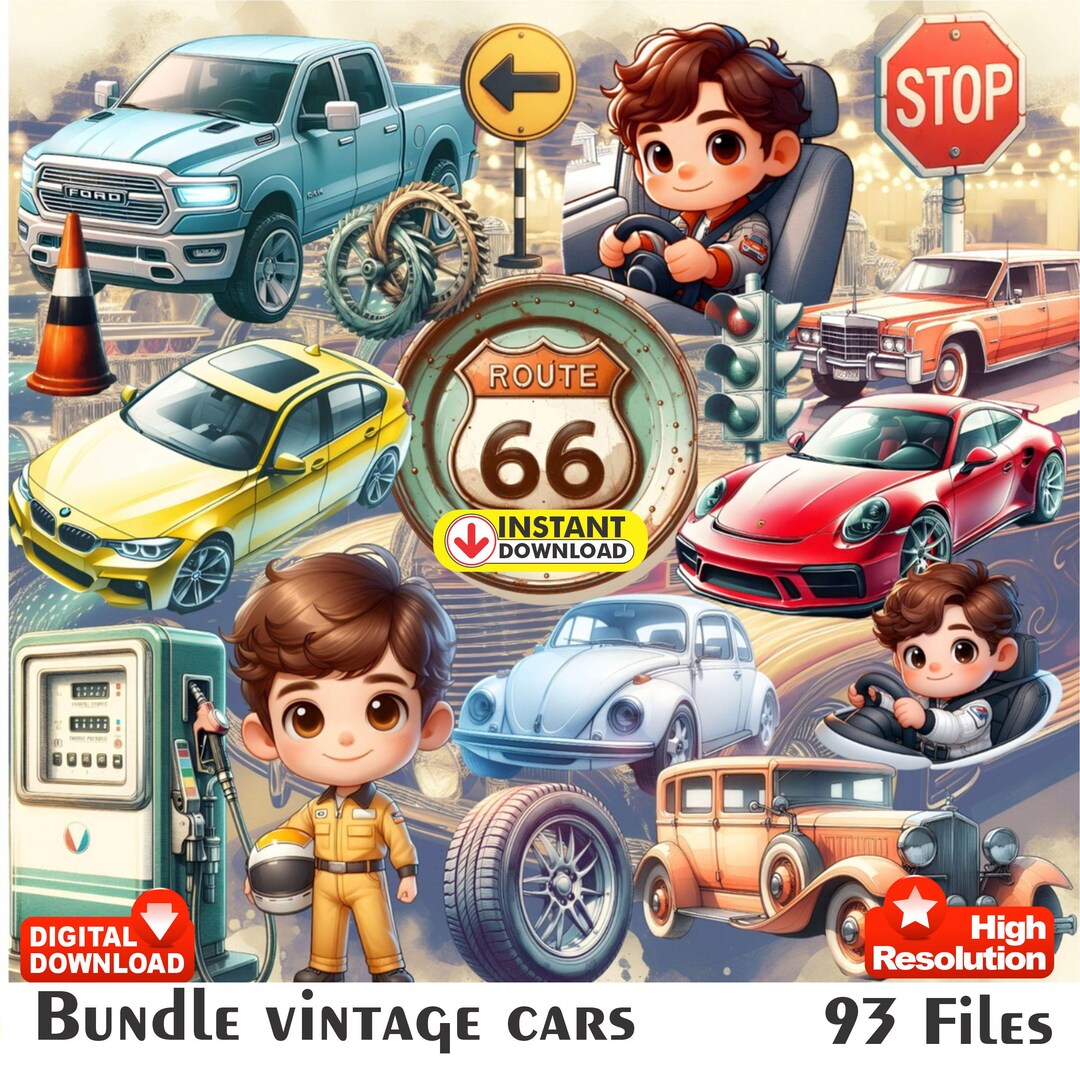 Vintage Cars Pack and Clpart Bundles, Cars, Beetle, Cars, Png, 3D ...