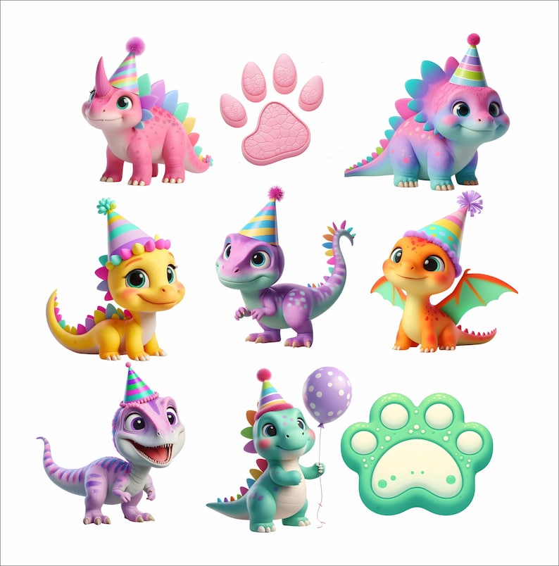 Babydinosaurus clipart PNG, aquarel babydino clipart set, schattige ...