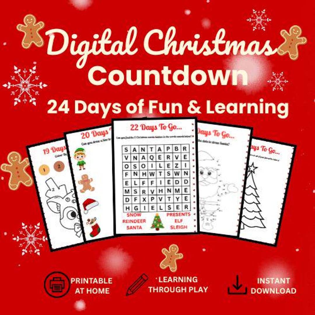 Digital Christmas Countdown Activity Pack - 24 Day Count Down - Etsy