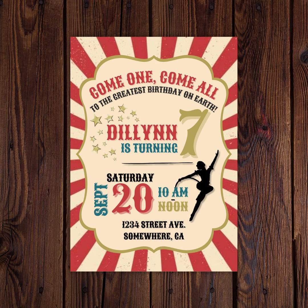 Greatest Showman Kid's Birthday Digital Invitation - Etsy