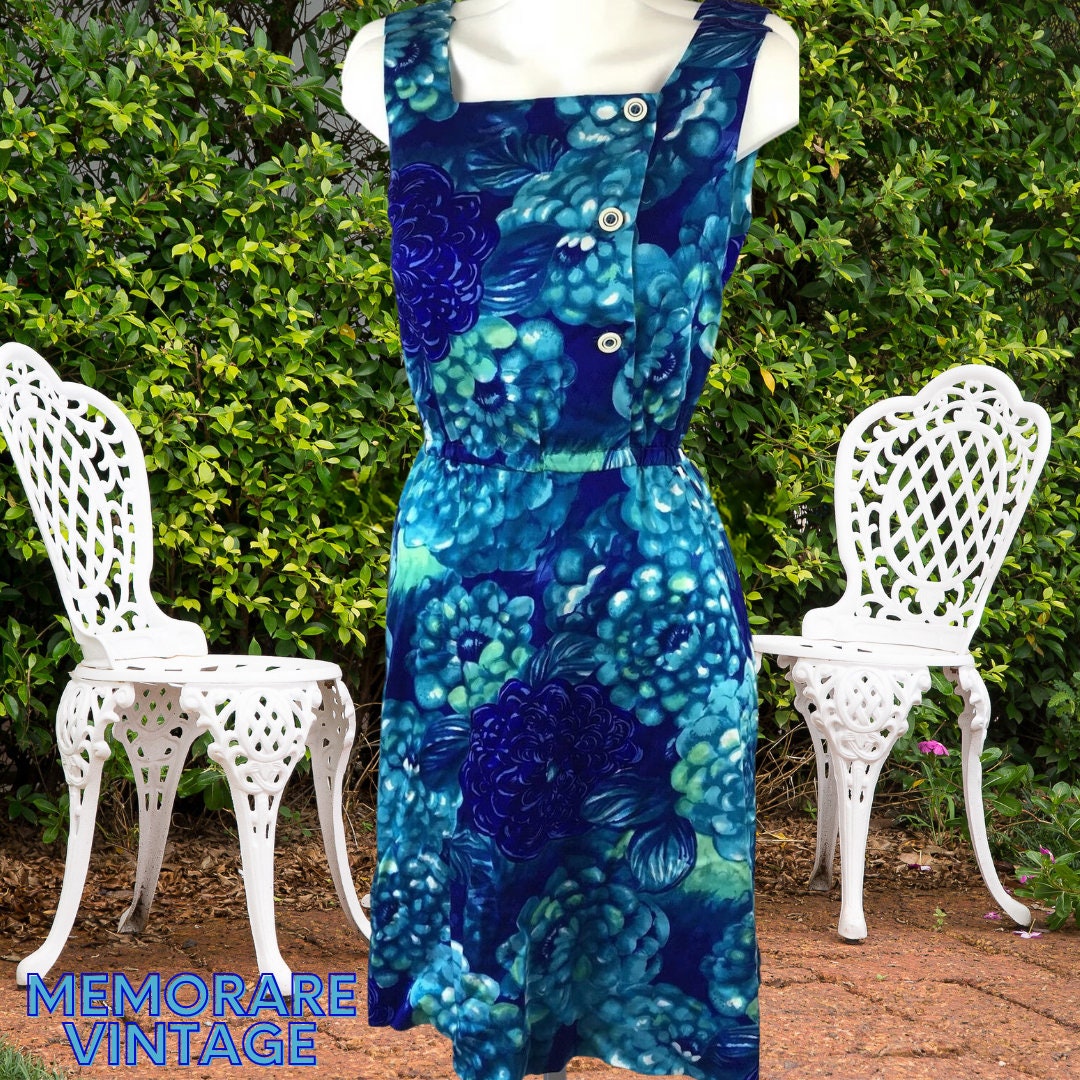 1960s to 1950s DRESS Fitted Farden Party Botancial Hydragea - Etsy