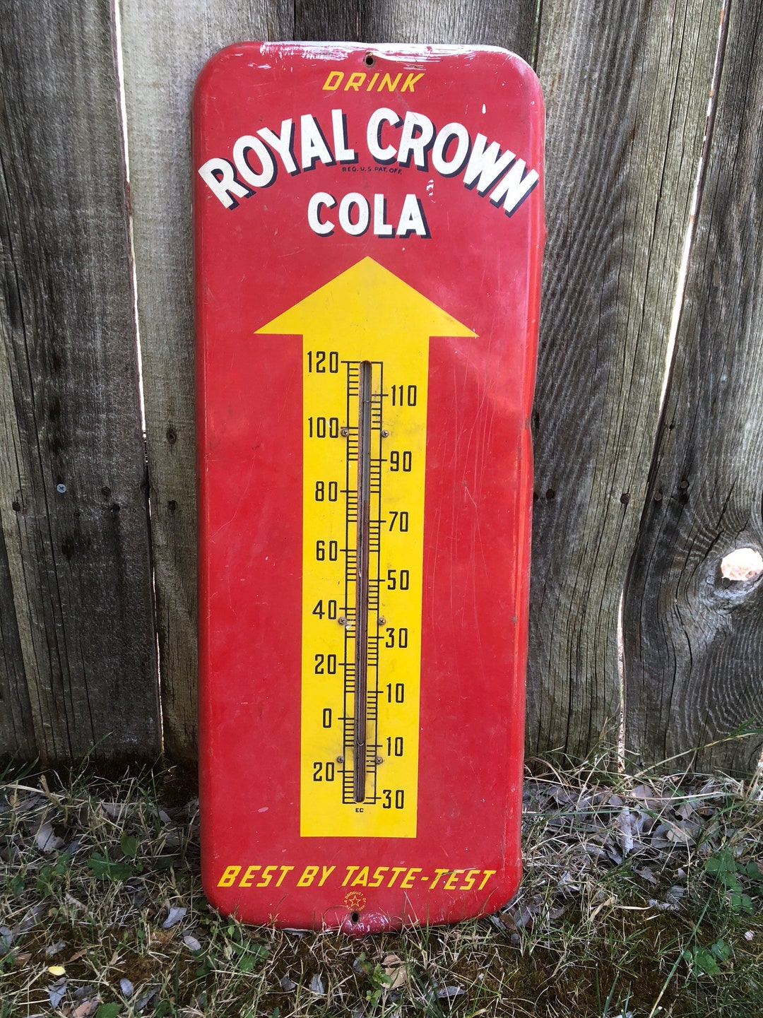 1952 LARGE Vintage Metal Sign & Working Thermometer Royal Crown (RC ...