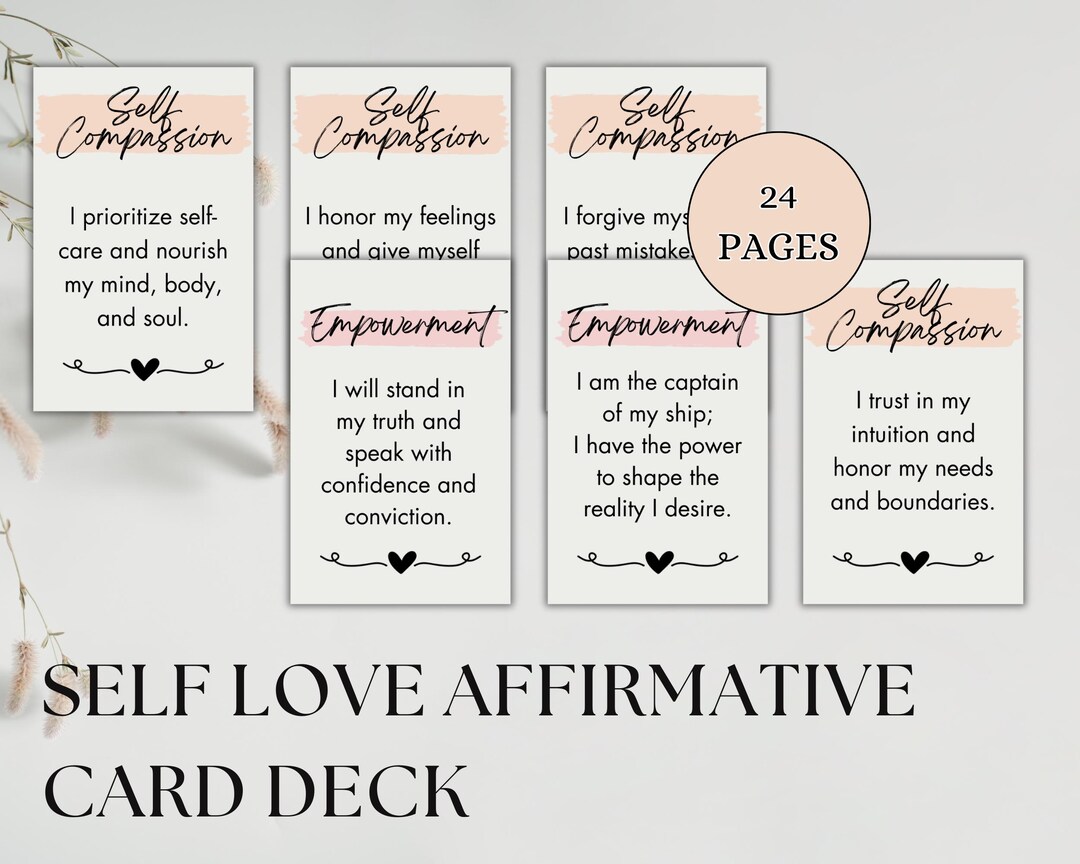 Self-love Affirmation Cards | Daily Motivation, Mindfulness (digital ...