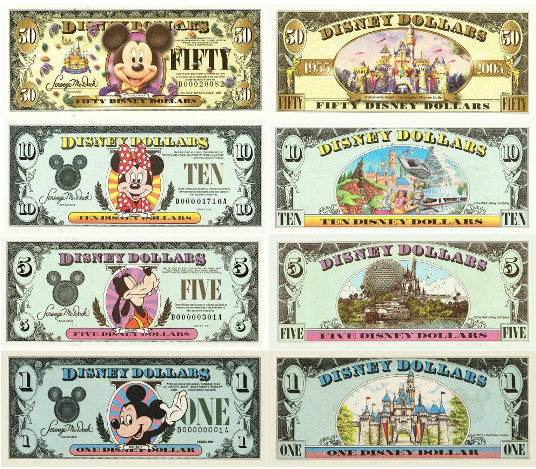 Disney Dollars - Complete 4-piece Set - Collectible Banknotes - Home ...