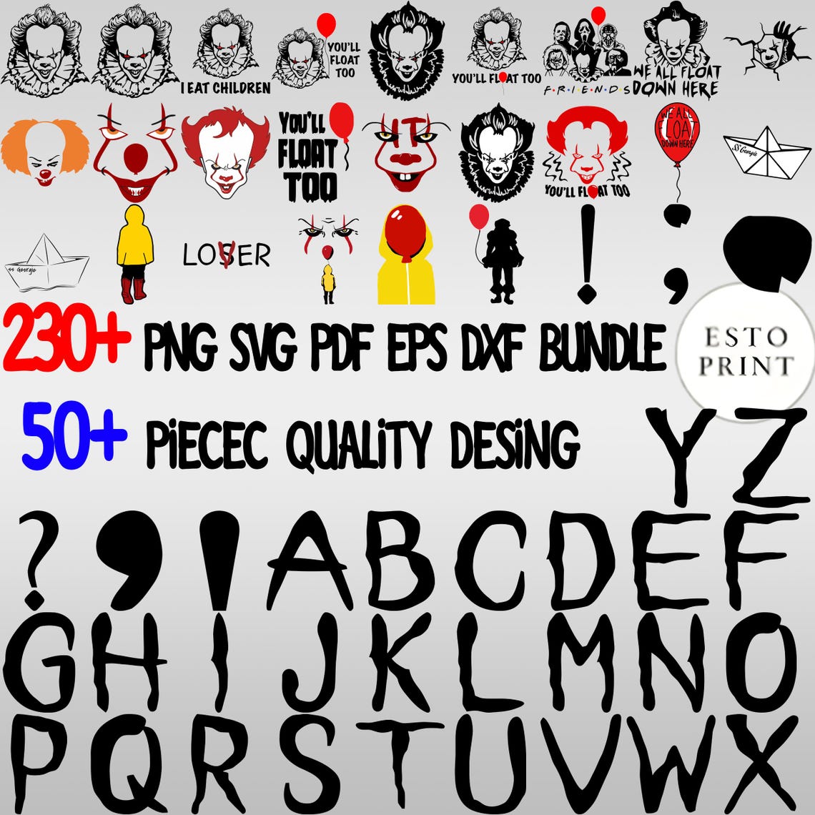 Pennywise Horror SVG Bundle – 230+ Png Svg Pdf Eps Dxf Files With 50 ...