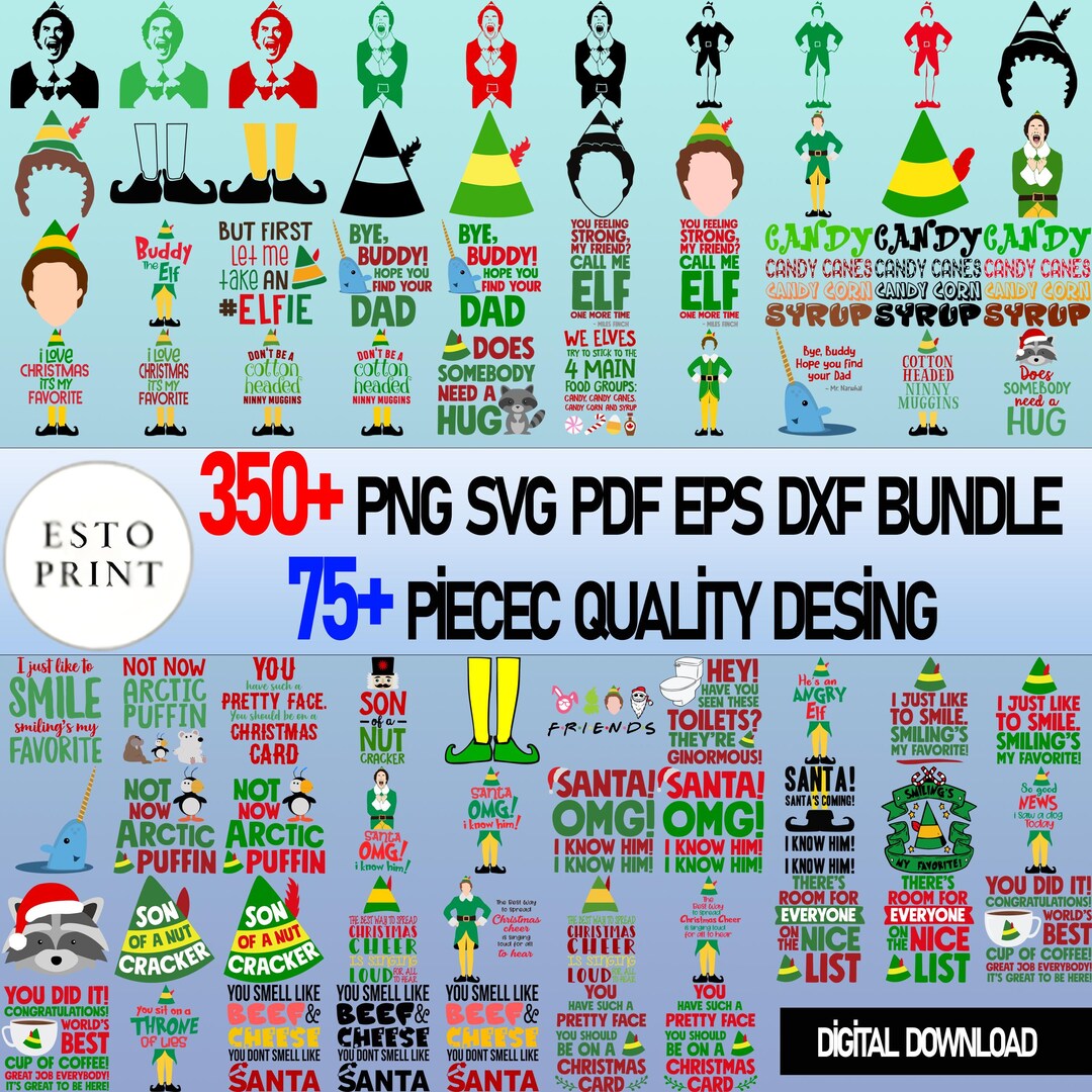 Buddy the Elf Christmas Bundle – 350+ Png Svg Pdf Eps Dxf Files With 75 ...