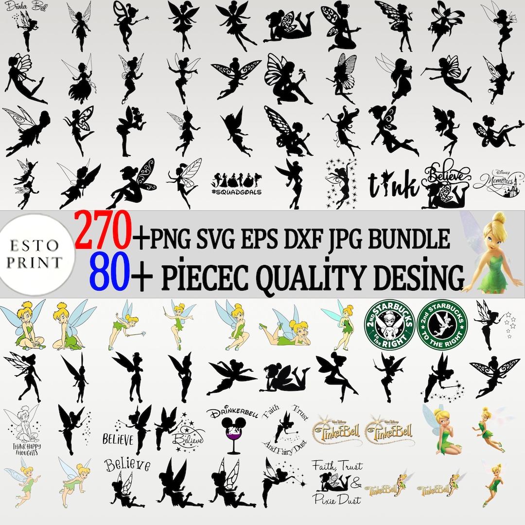 Tinker Bell SVG Bundle – 270+ Png Svg Eps Dxf Jpg Files With 80 ...