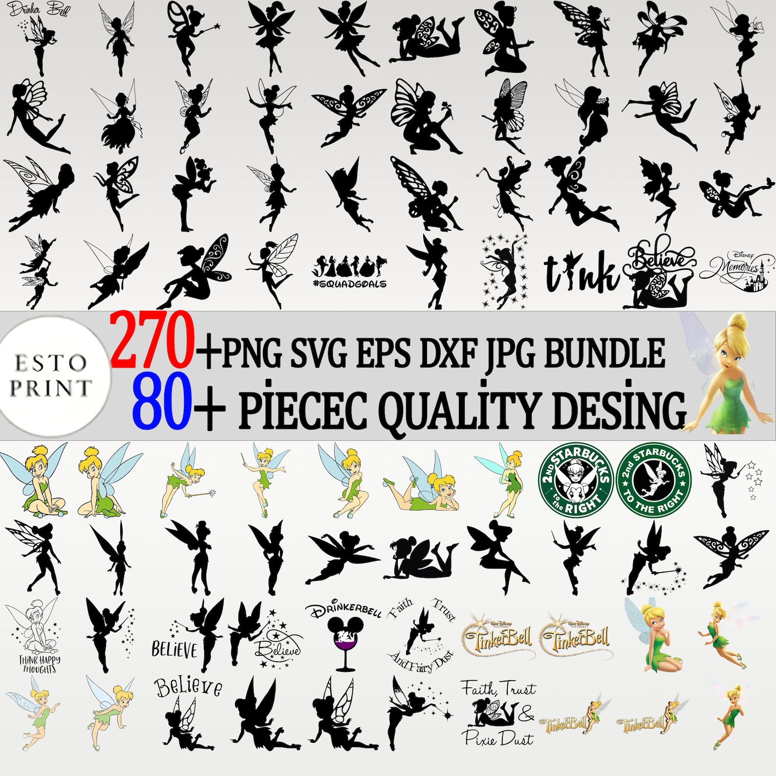 Tinker Bell SVG Bundle – 270+ Png Svg Eps Dxf Jpg Files With 80 ...
