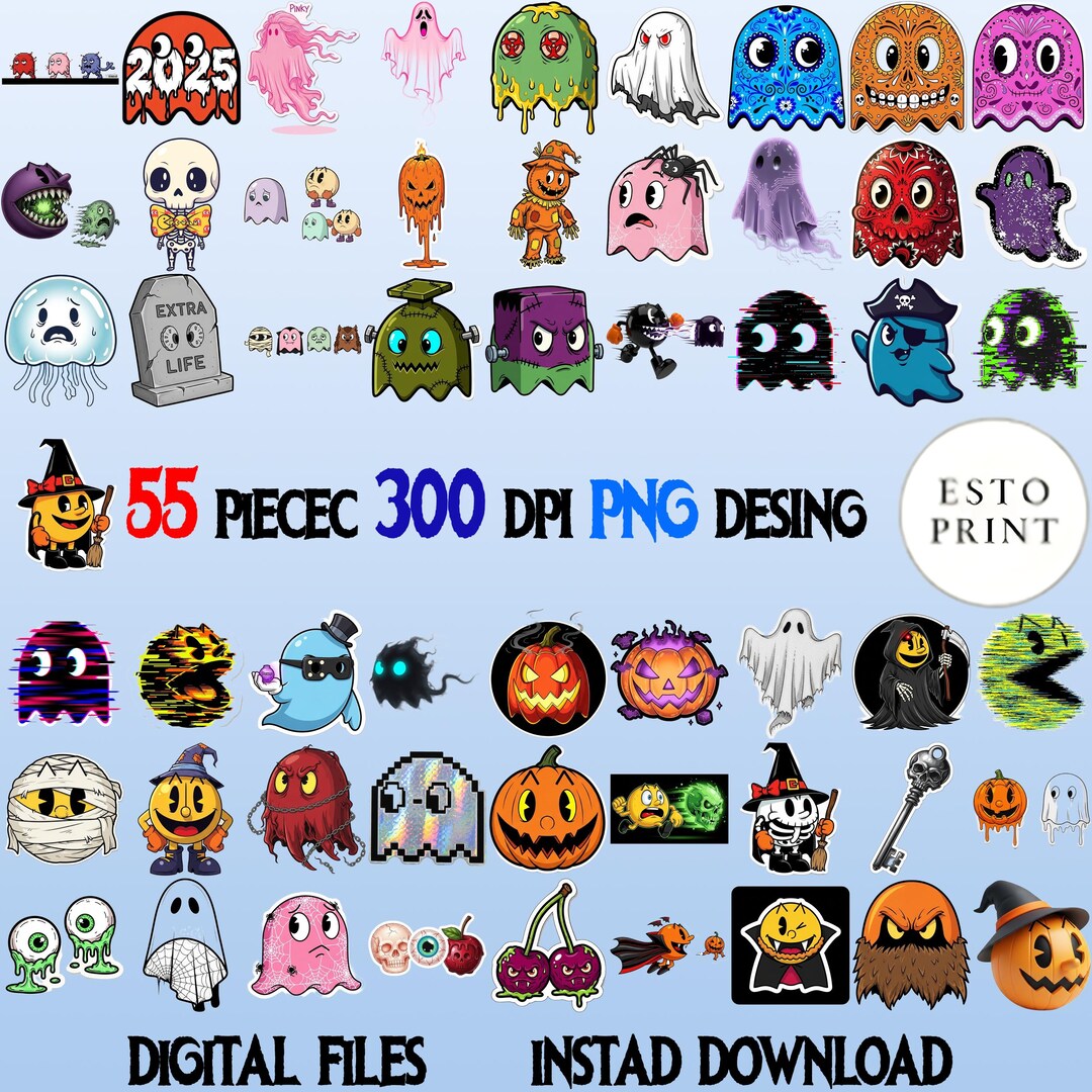 Pac-man Halloween PNG Clipart – 50+ Spooky Ghosts, Pumpkins & Monsters ...