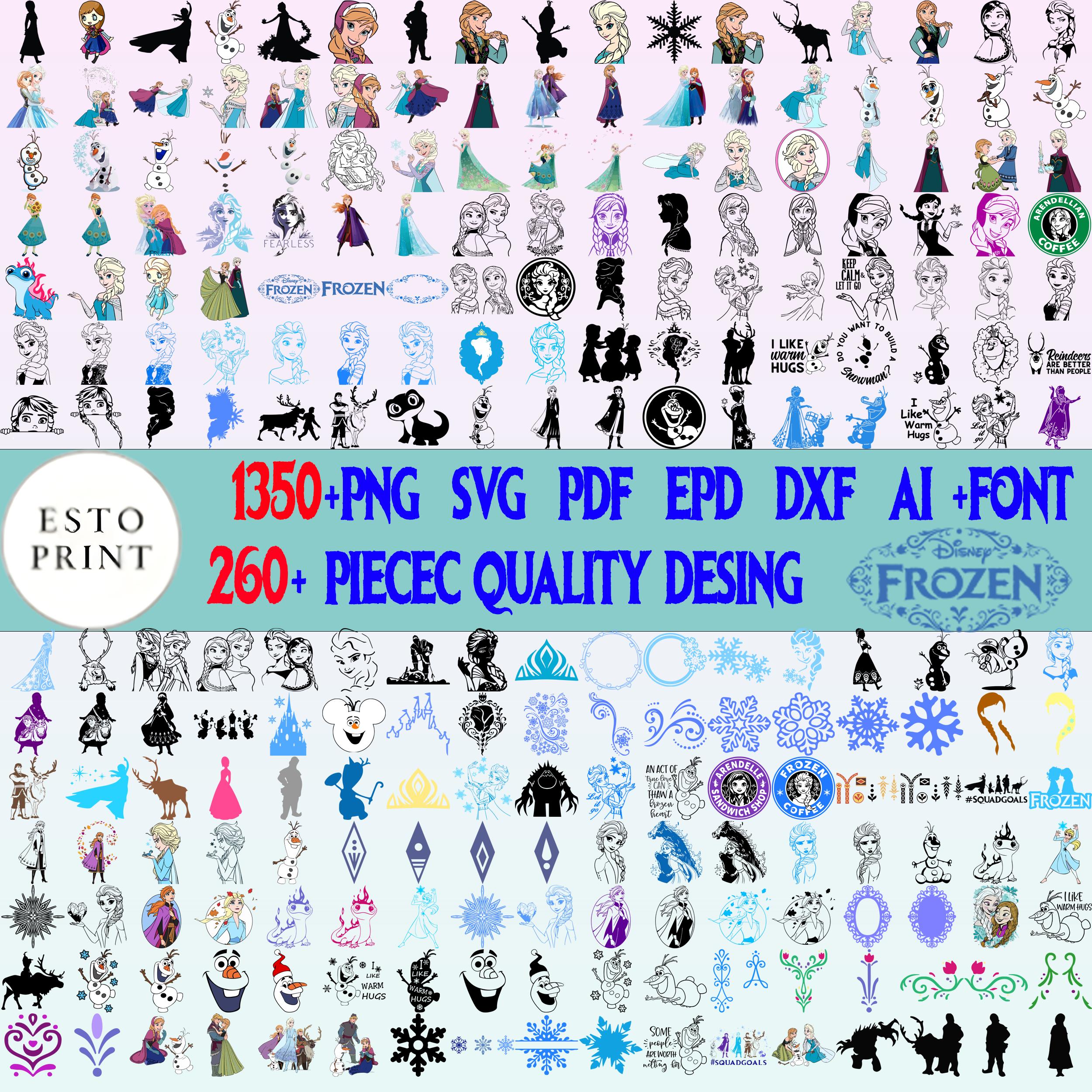 Frozen Mega Bundle – 1350+ Elsa, Anna, Olaf Designs in Svg, Png, Pdf ...