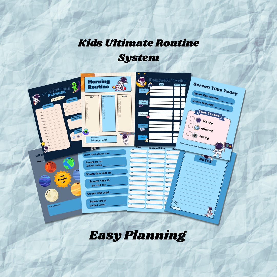 Printable Kids Routine System Astronaut Theme | Space Kids Planner ...