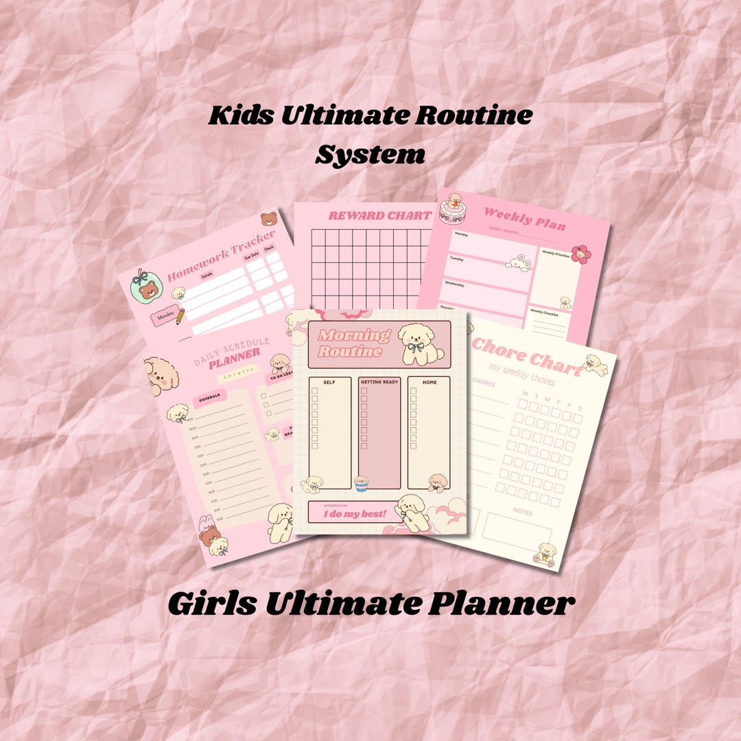 Printable Kids Routine System Chart | Daily Planner, Chore & Screen ...