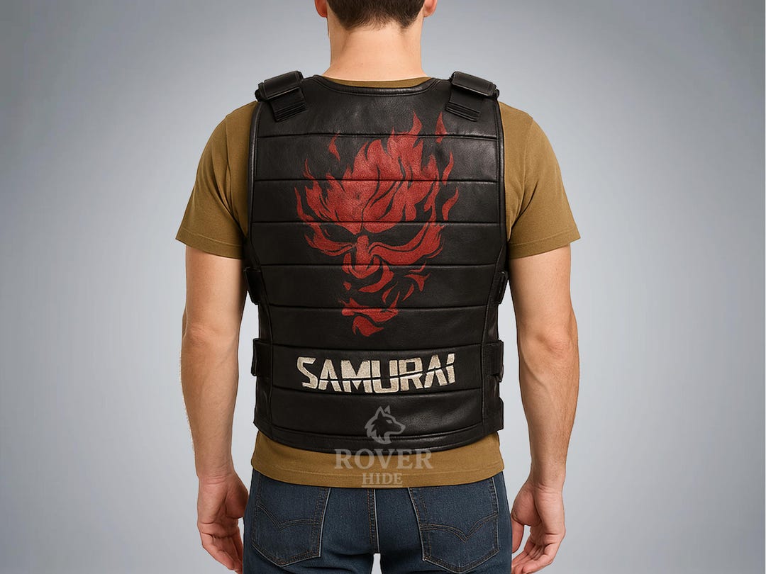 Cyberpunk 2077 Johnny Silverhand Samurai Leather Vest | Men's Tactical ...