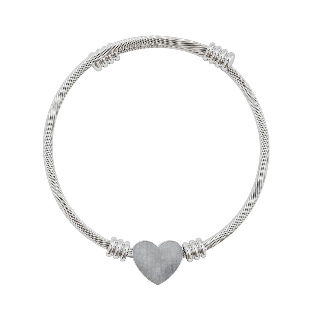 Love Heart Cuff Bracelet, Engraved Heart Cuff - Etsy