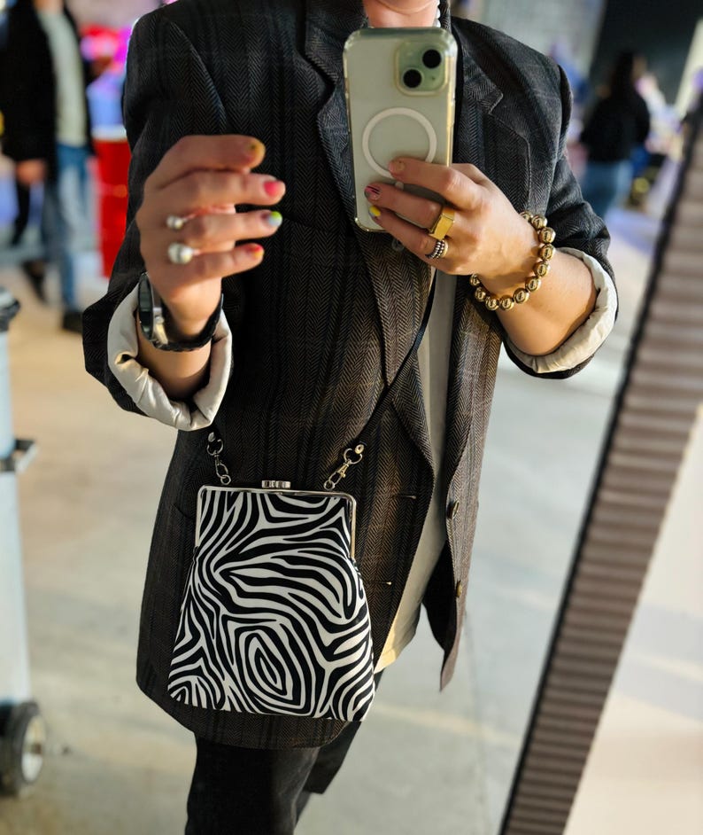 Clutch Zebra/bag With Chain/metal Frame Bag/elegant Bag/cros Body Bag ...