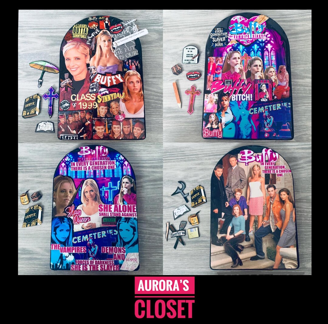 Buffy the Vampire Slayer Collage Magnetized Sign Neon Pop Art Magnets ...