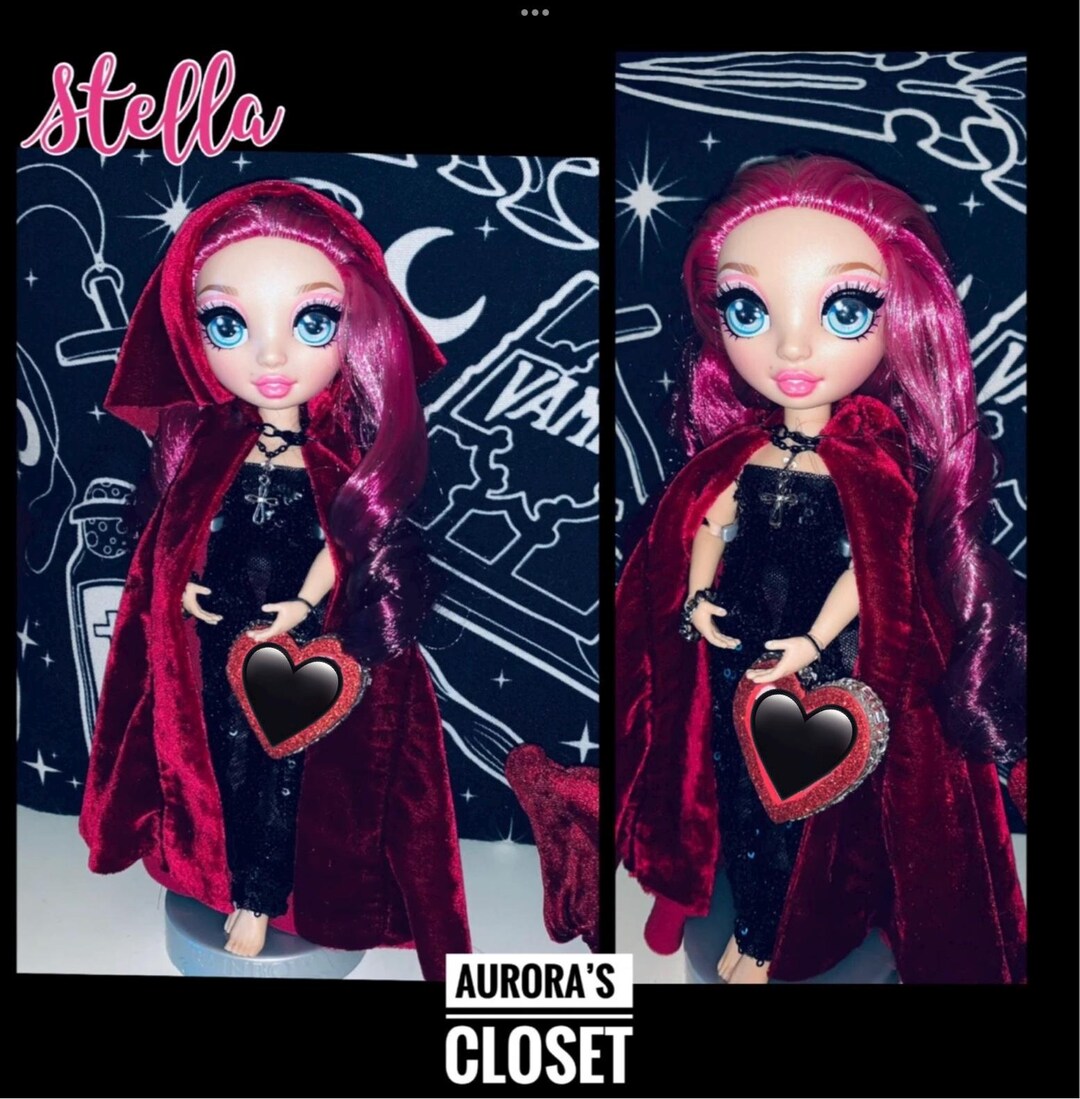 Rainbow High Custom Stella Vampire Dyed Hair Velvet Cape Lace Dress ...