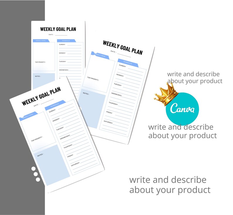 Weekly Goal Planner Printable, Weekly Goal Setting Template, Weekly ...