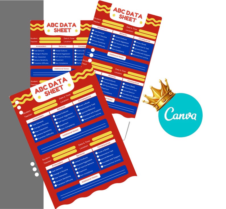 ABC Behavior Data Sheets, Behavior Management, Behavior Tracking ...