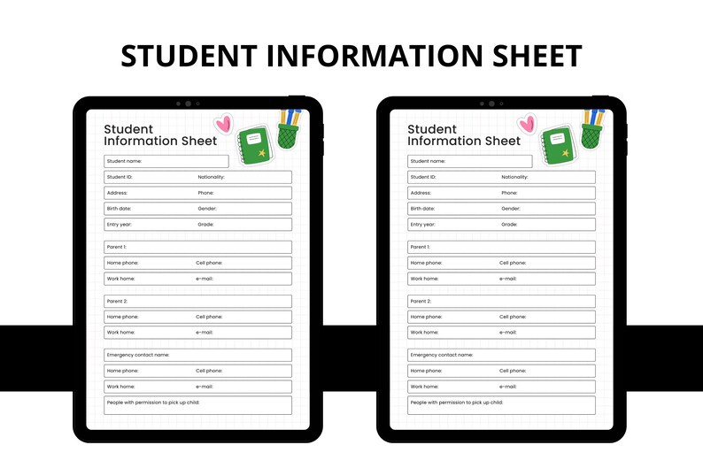 Student Information Form, Student Information Sheet, Daycare All About My Child Form, Bus Rider ...