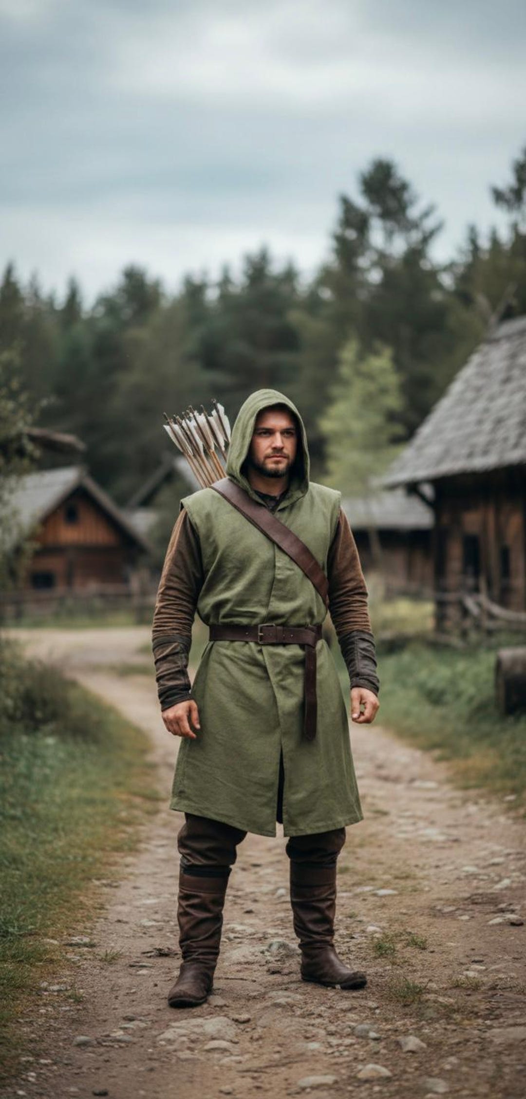Medieval Hooded Tunic for Men, Viking Ranger Linen Look Costume, LARP ...