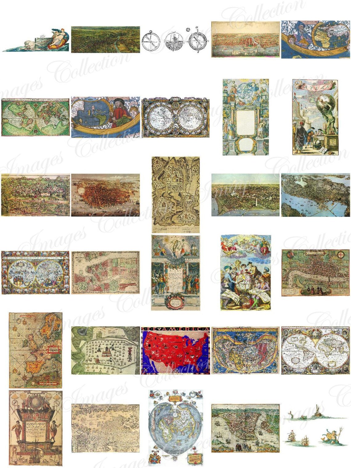 Digital Collection 80 Antique Maps / Printable for Altered Art Junk ...