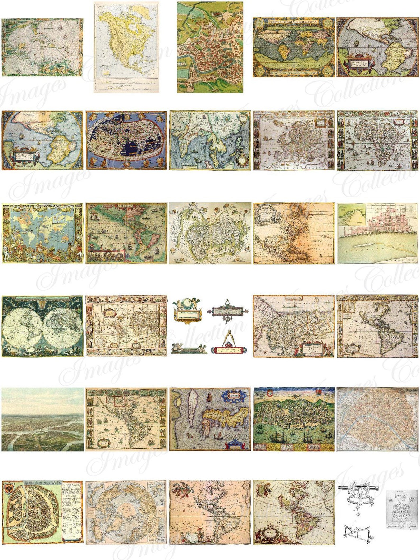 Digital Collection 80 Antique Maps / Printable for Altered Art - Etsy