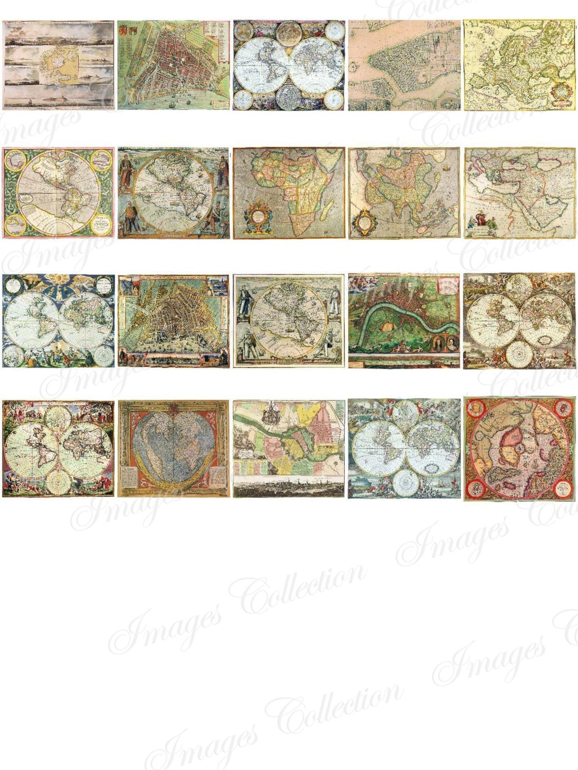 Digital Collection 80 Antique Maps / Printable for Altered Art Junk ...