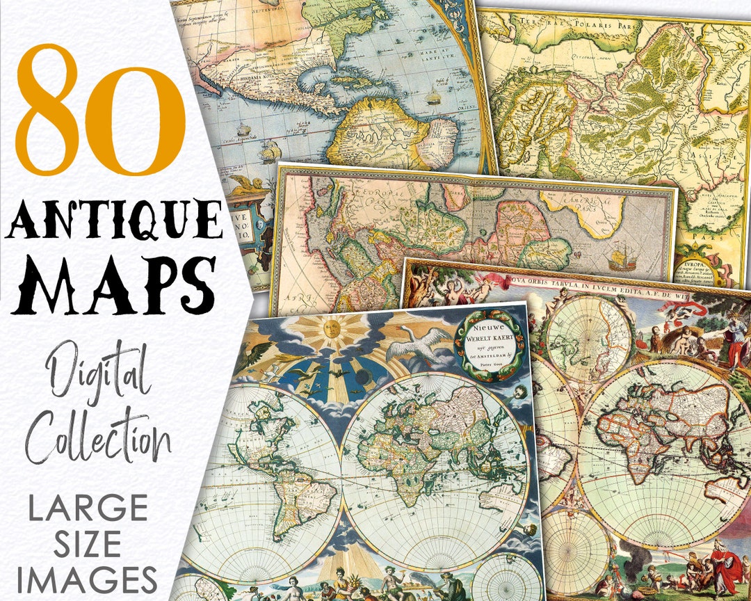 Digital Collection 80 Antique Maps / Printable for Altered Art Junk ...
