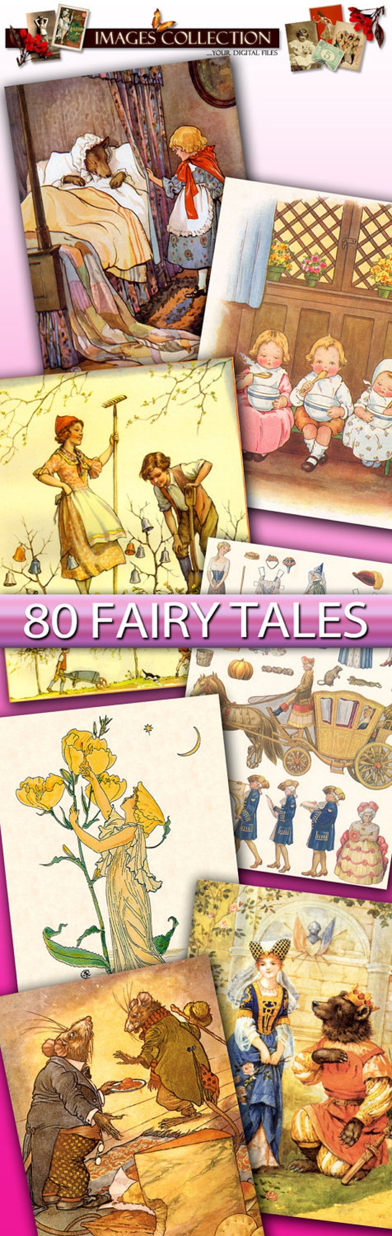 Digital Resource Bundle Drawing of Children / Fairy Tales Old Book ...