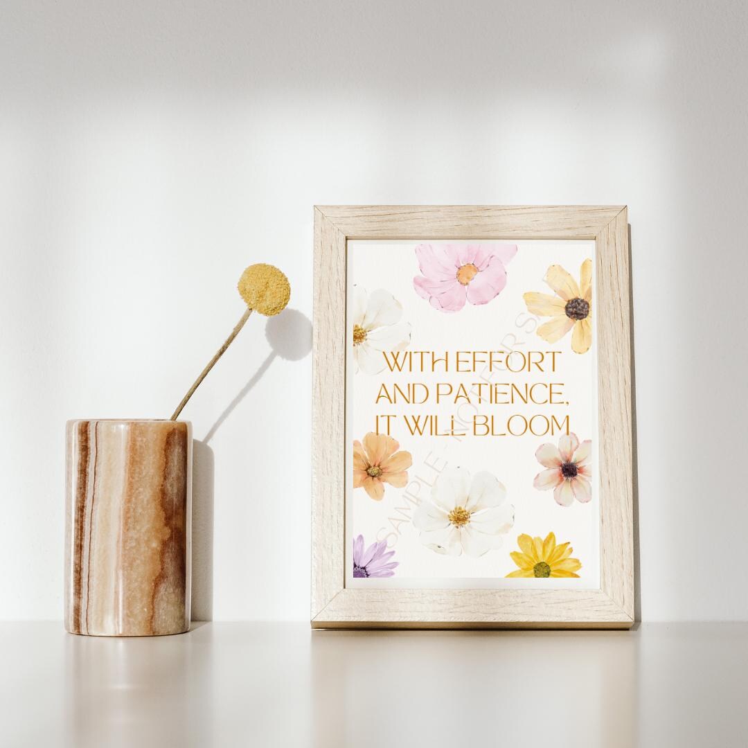 Motivational Growth Mindset Poster – ‘with Effort and Patience, It Will ...