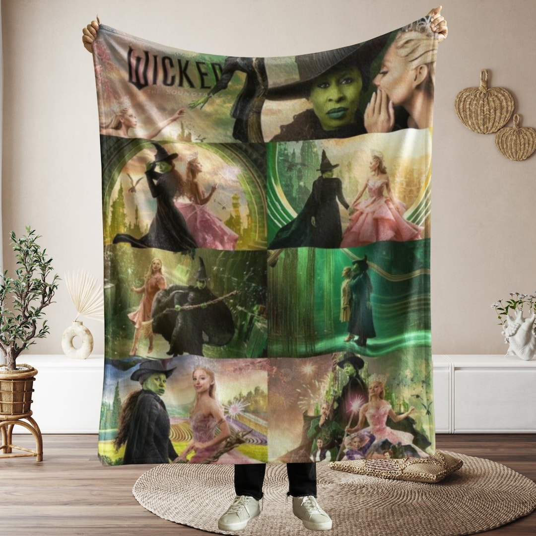 Wicked Blanket, Vibrant Collage of Wicked Scenes, Cozy Throw for Home ...