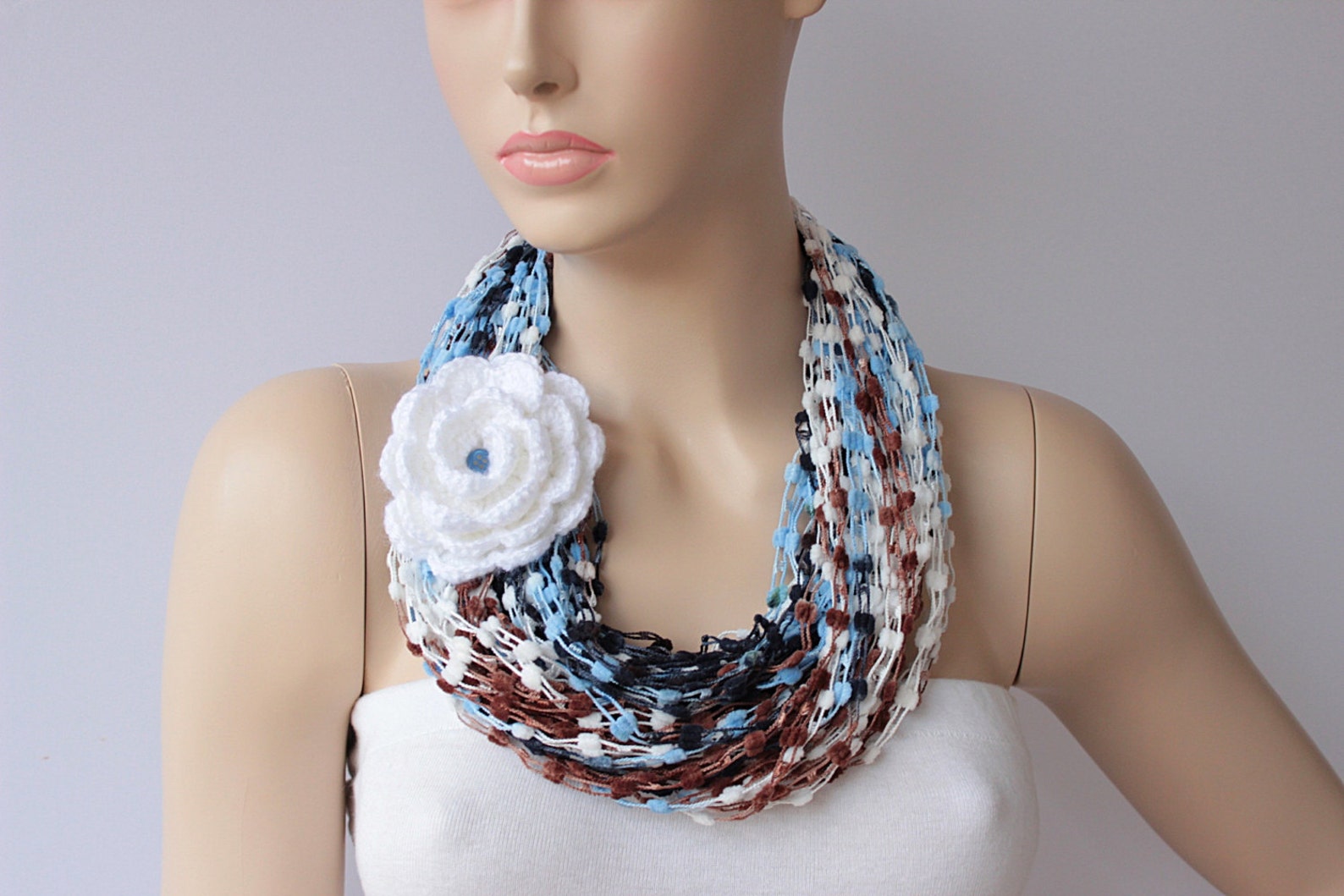 Crochet Loop Scarf Infinity Chain Scarf Lariat Scarf | Etsy