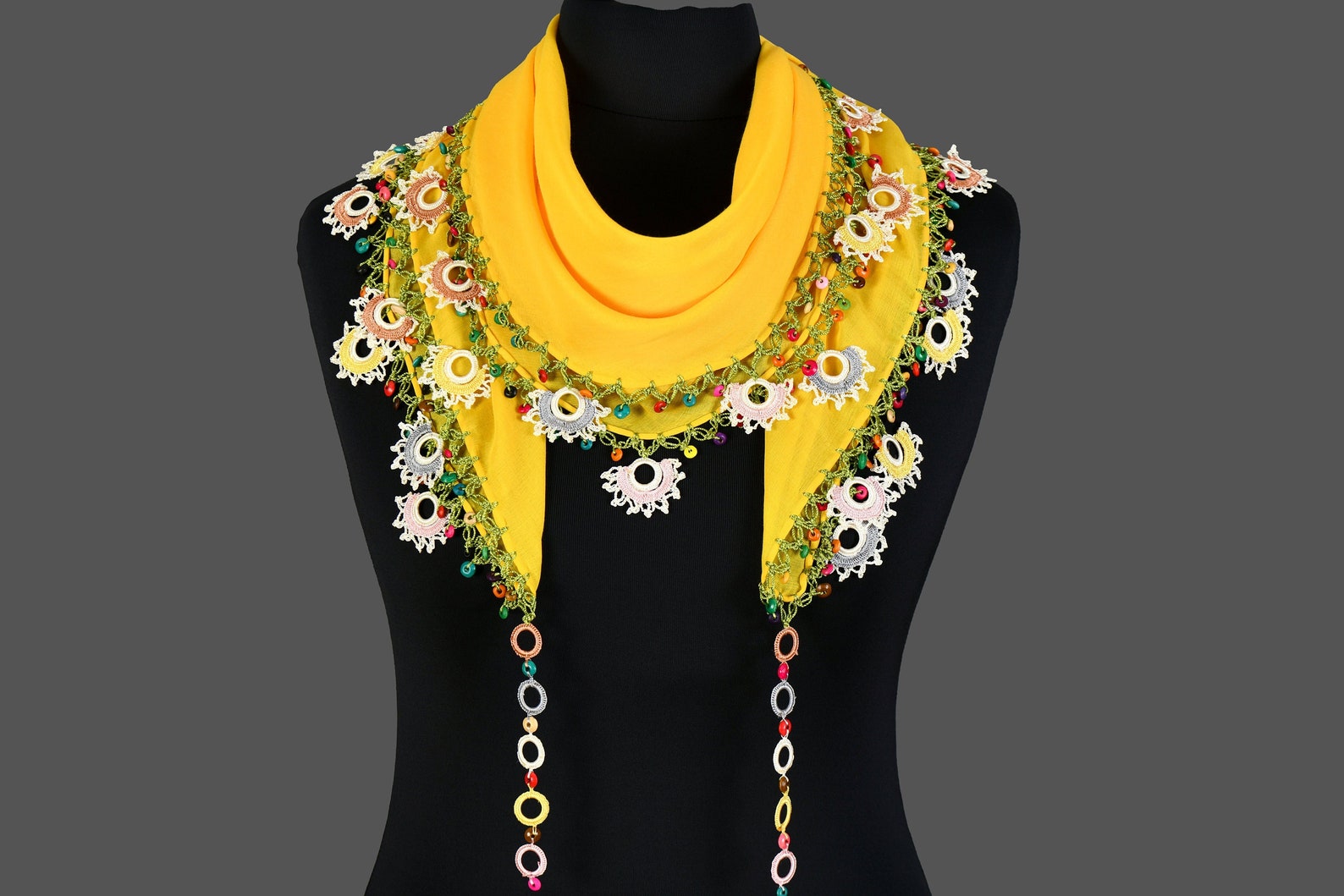 Turkish Oya Scarf Yellow Turkish Summer Scarf Hand Crocheted - Etsy