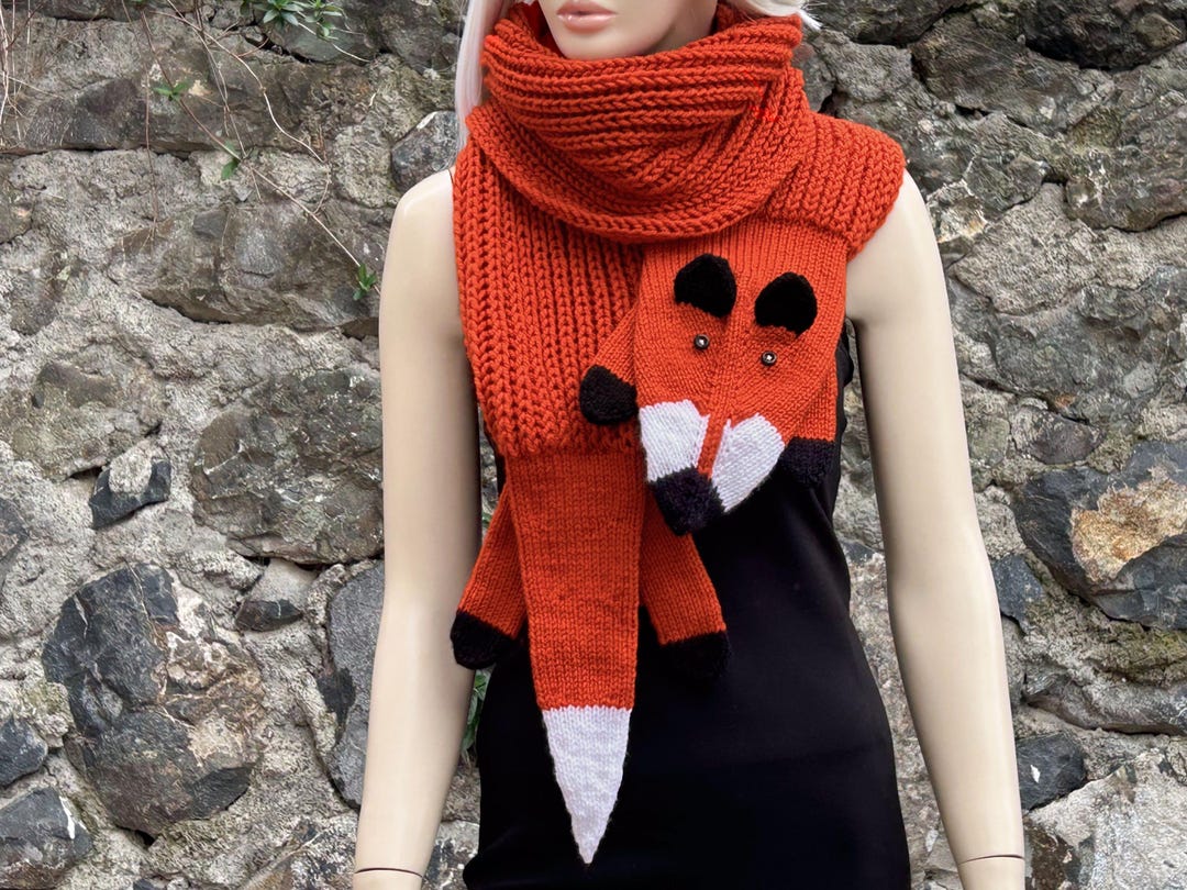 Knit Fox Scarf, Animal Scarf, Gift Idea for Woman Girlfriend - Etsy