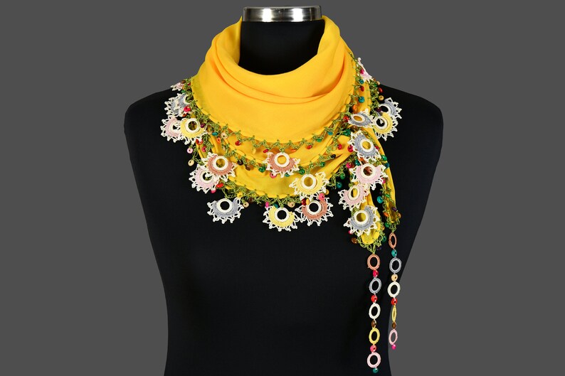 Turkish Oya Scarf Yellow Turkish Summer Scarf Hand Crocheted - Etsy