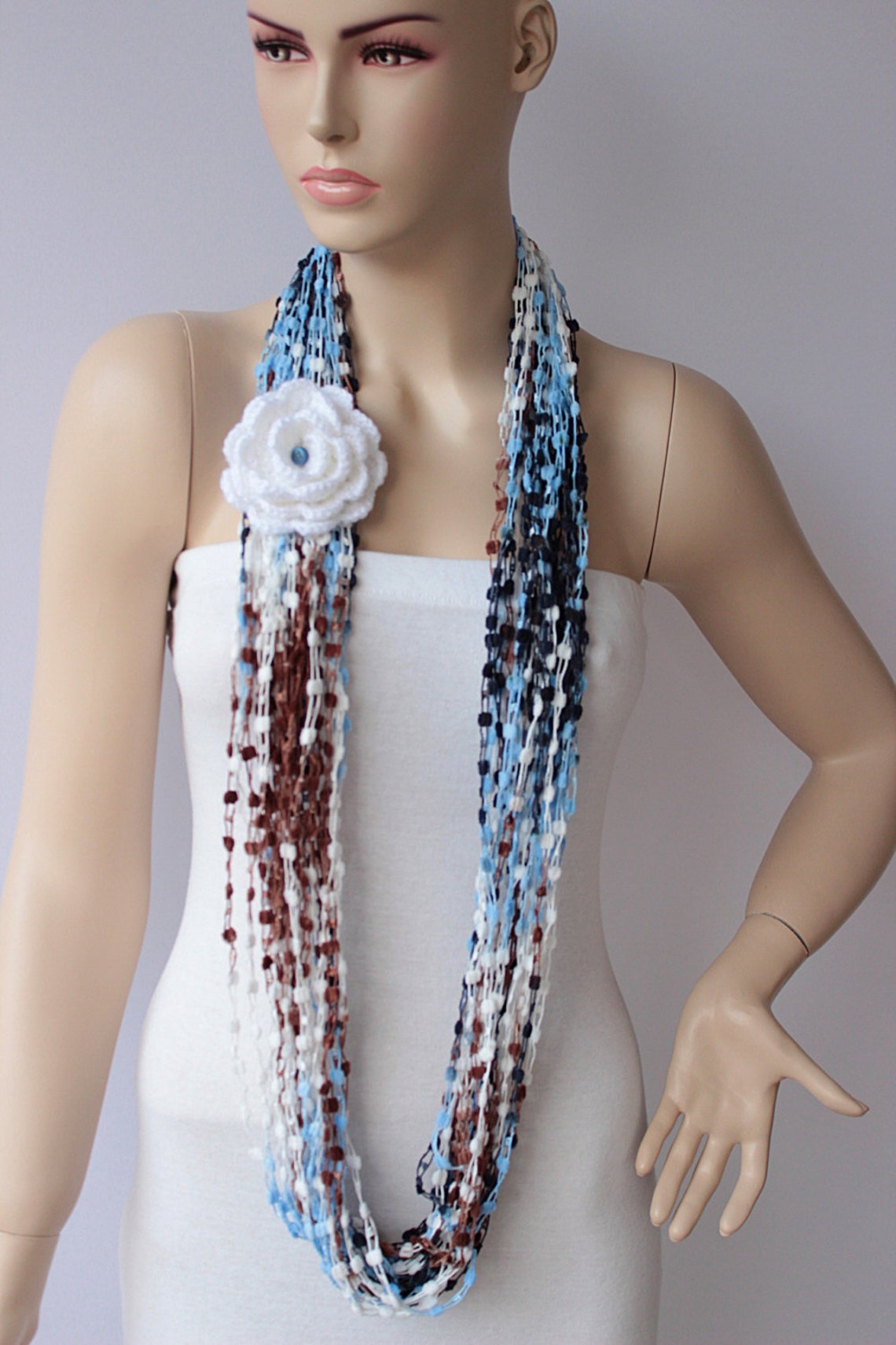 Crochet Loop Scarf Infinity Chain Scarf Lariat Scarf | Etsy