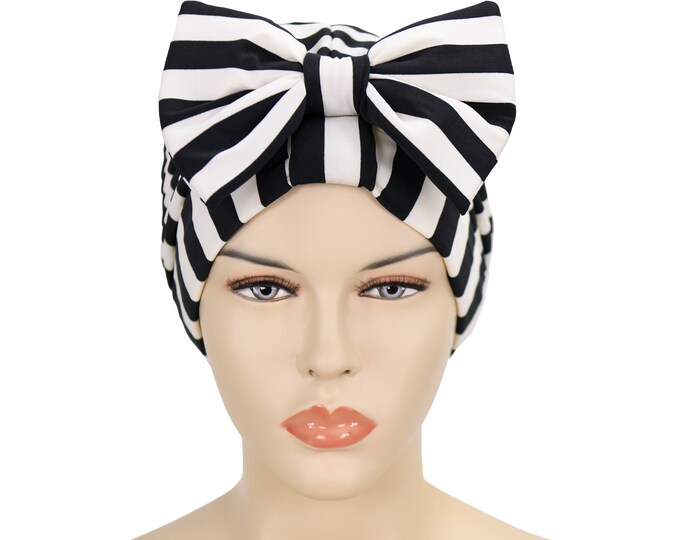 Frauen Turban mit Streifen & Schleife, Frauen Turban Hut, Snood Turban ...