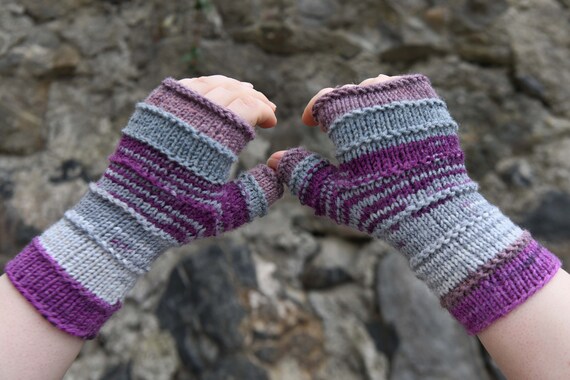 Knit Fingerless Gloves for Woman Winter Gloves Colorful Striped Etsy Ireland