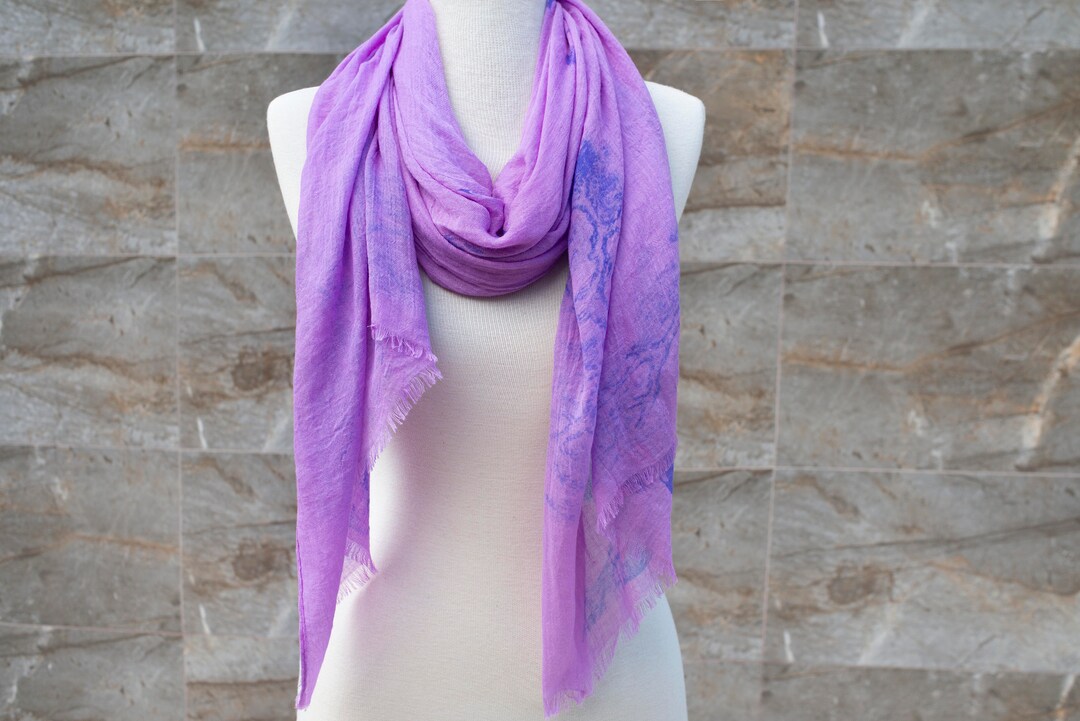 Long Regular Summer Scarf, Lilac Color, Animal Print Scarf, Woman ...