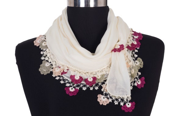 Summer Scarf Turkish Oya Scarf With Oval Shape Hand | Etsy