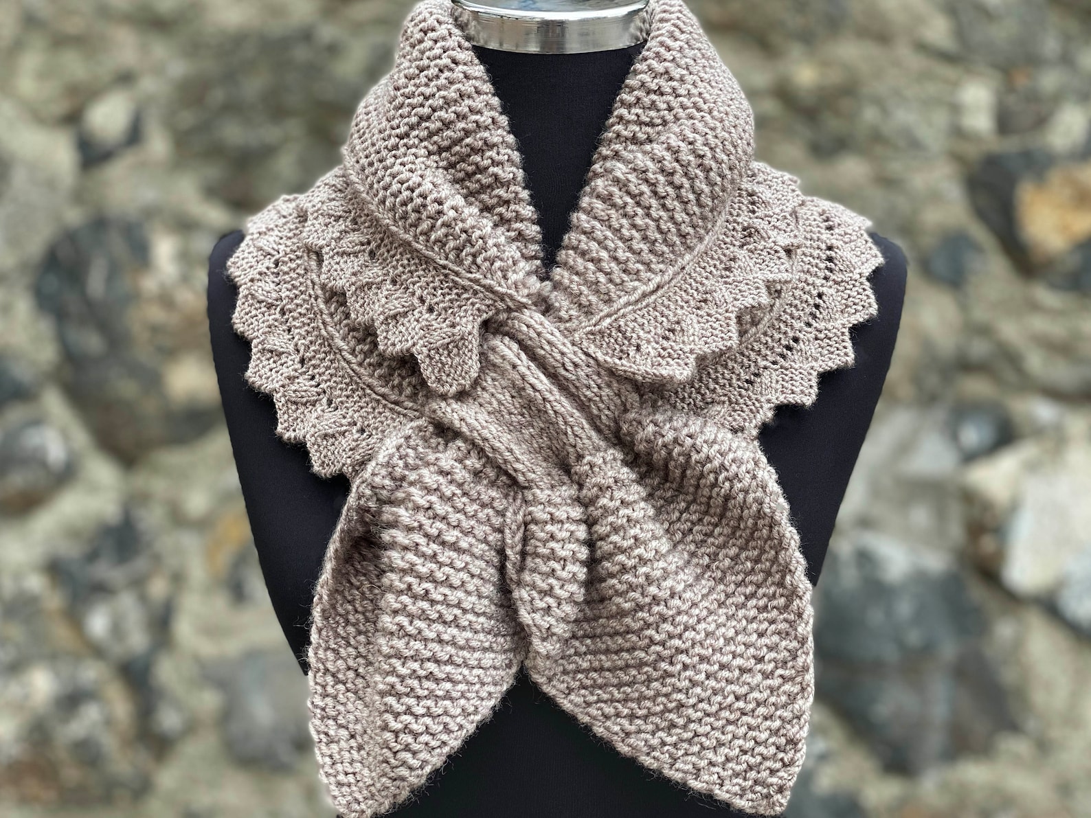 Knit Bow Scarf: Wool Blend Ascot Neck Warmer - Beige - Etsy
